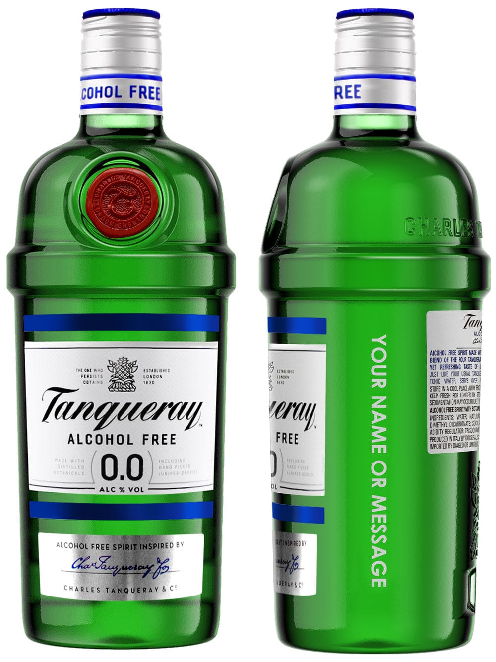 Engraved Tanqueray 0.0% Bottle - Personalised Alcohol-Free Spirit ...