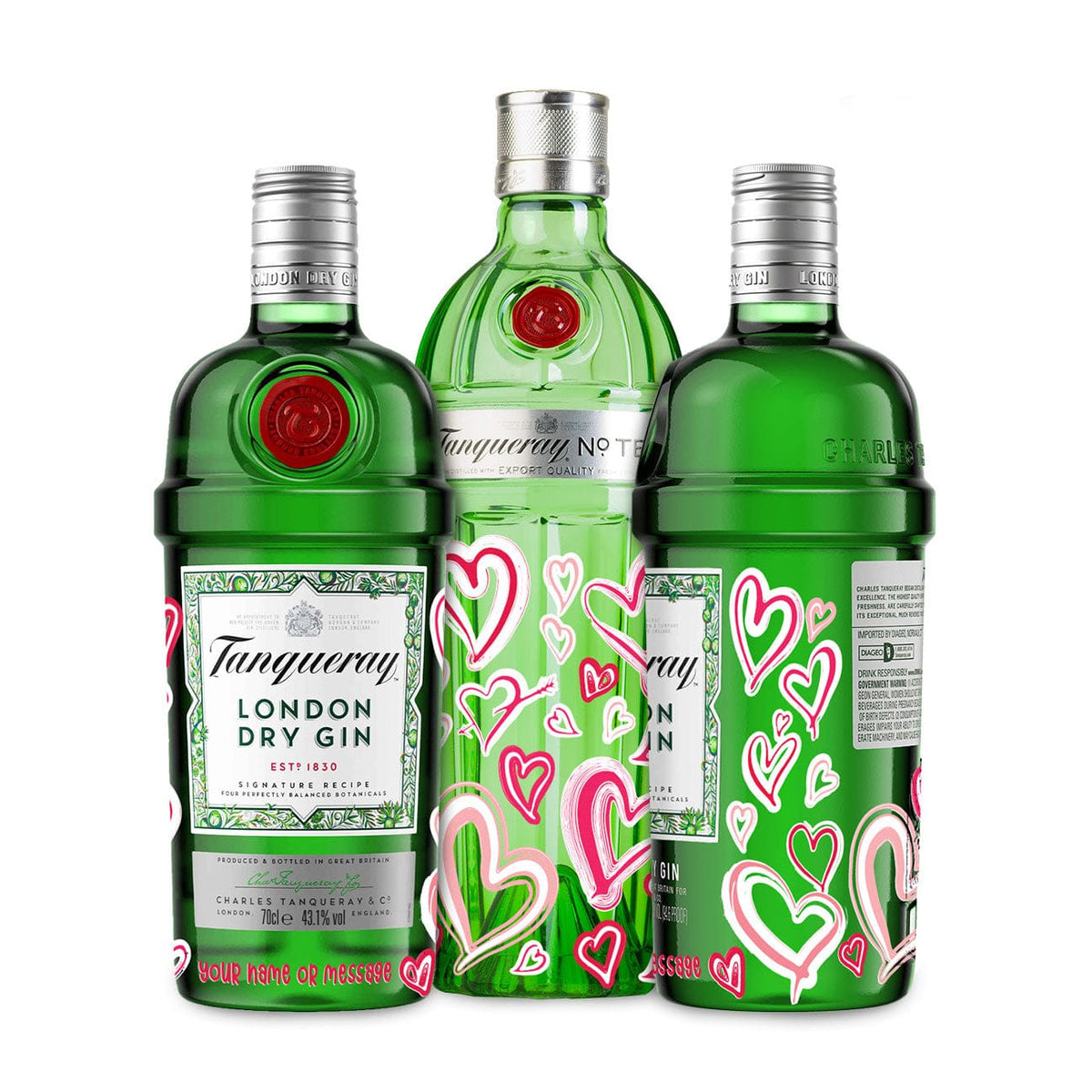 Tanqueray - Hearts Collection - Personalised gin bottles - INKD
